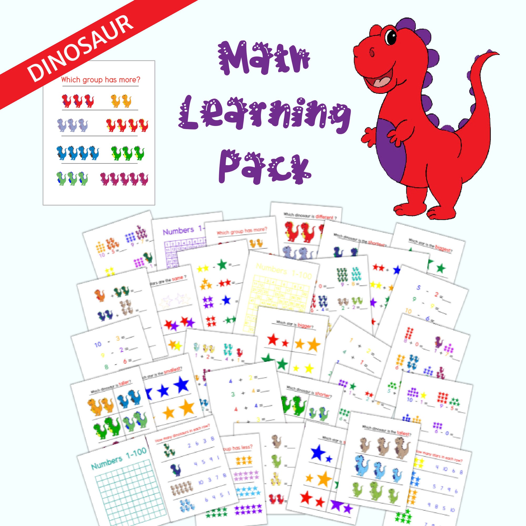 Dinosaur Math Pack | No, YOU Need To Calm Down!